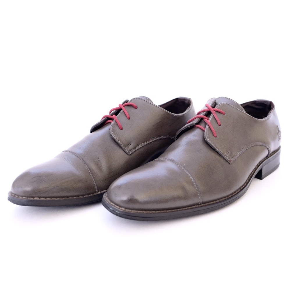 Mens Penguin Brad Oxford Gray Leather Laces Shoes - Gem